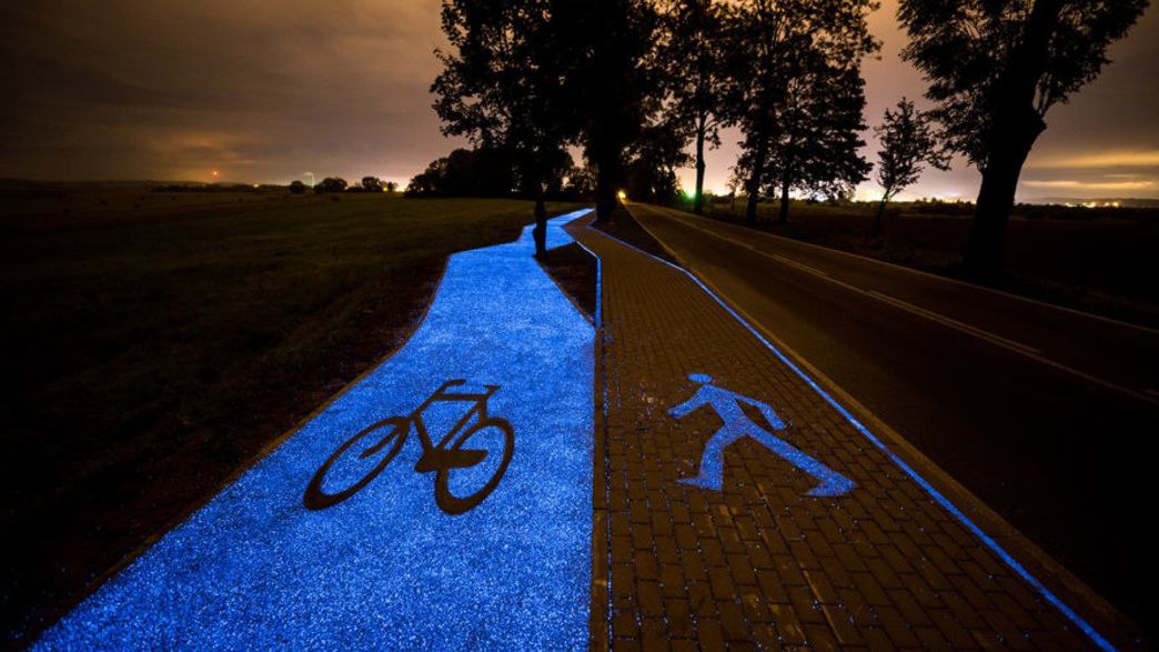 Luminescent Bike Paths Light Up Town In Poland | IFLScience