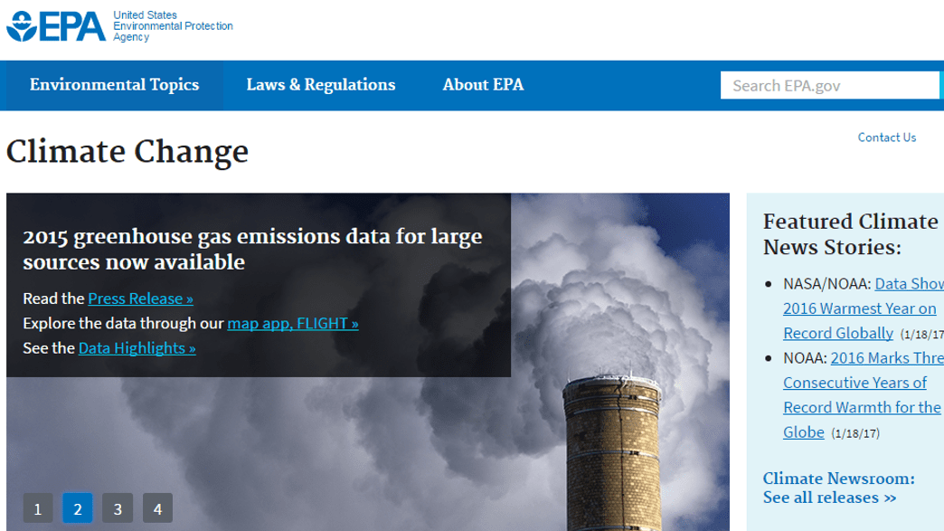 Trump Administration Will Review EPA Climate Change Web Page After ...