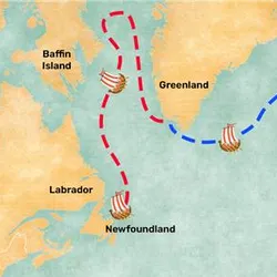 Viking Settlements In North America Leif Erikson Route Map Vikings