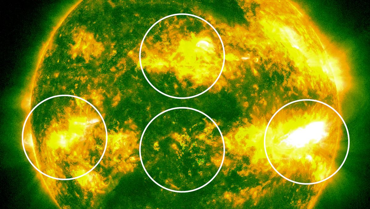 Four Regions Of The Sun Seen Exploding Simultaneously | IFLScience